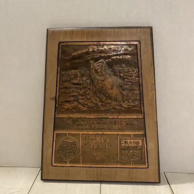 1975 Bass Master Anglers Trophy Plaque Fishing 9th Place | eBay