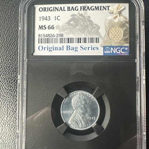 1943 1C NGC LINCOLN STEEL CENT ORIGINAL BAG FRAGMENT MS66 | eBay
