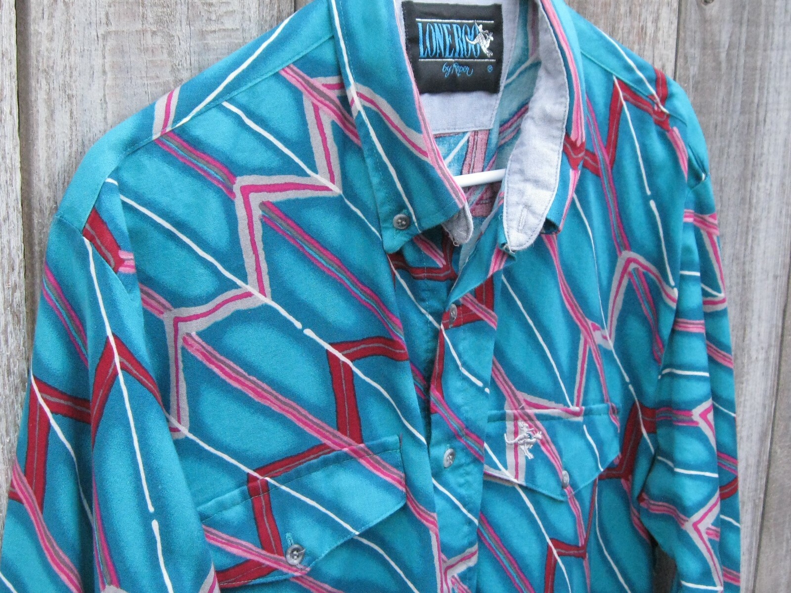 Vintage XL Lone Roo Men's Long Sleeved Shirt Roper Turquoise Western ...