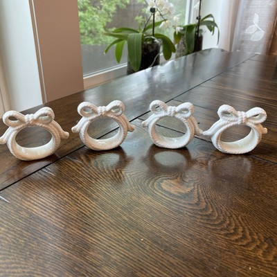 Set Of 4 Vintage Audrey Bone China Napkin Ring Holder Bow Motif | eBay