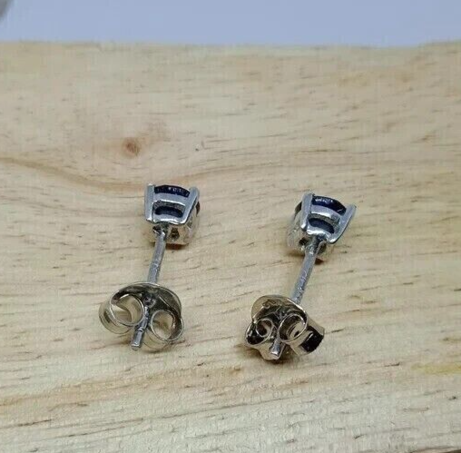 Push Back Stud Earrings 14k White Gold 1.00Ct Round Cut Natural Blue ...