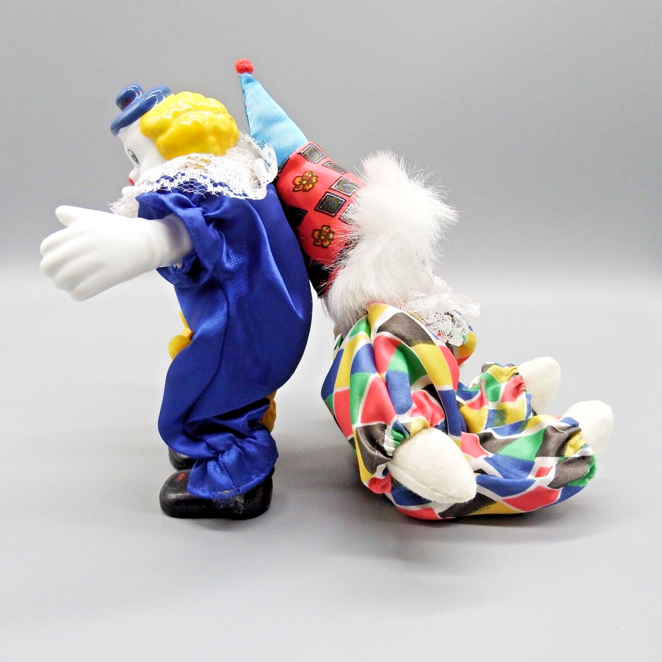 Pair of Clowns 2 Vintage Handpainted Ceramic Face Stand Alone & Sand ...