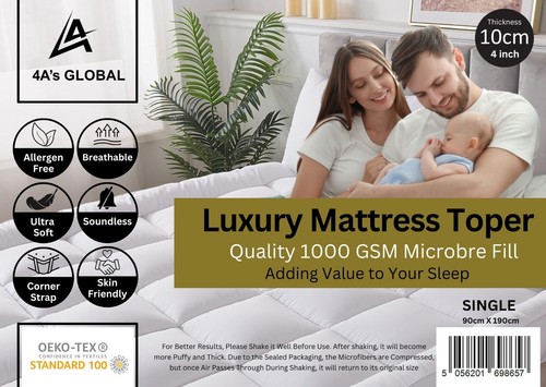 Hotel Quality Mattress Topper Thick Deep Toppers Single 10cm/4Inch ...