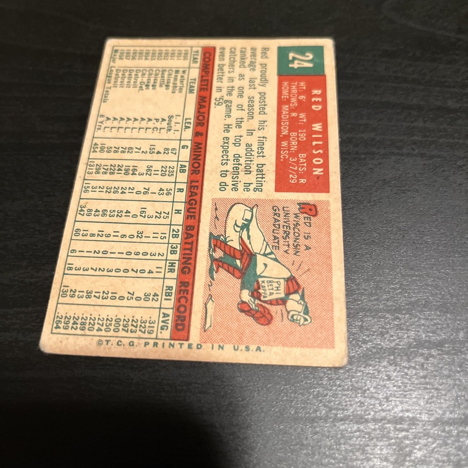 1959 Topps Red Wilson #24 Detroit Tigers Vintage Baseball Card (fair ...