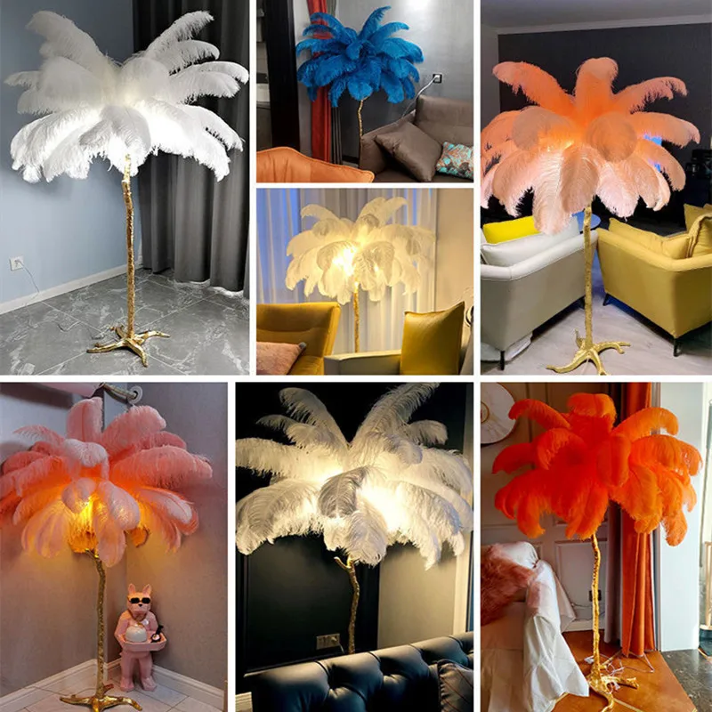 Feather Floor Lamps Standing Lamps Real Ostrich Feathers LED Modern ...