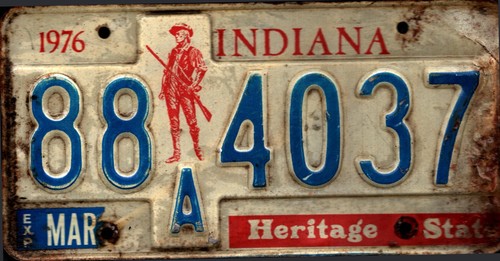 Vintage Indiana License Plate - - Single Plate 1976 crafts Birthday ...
