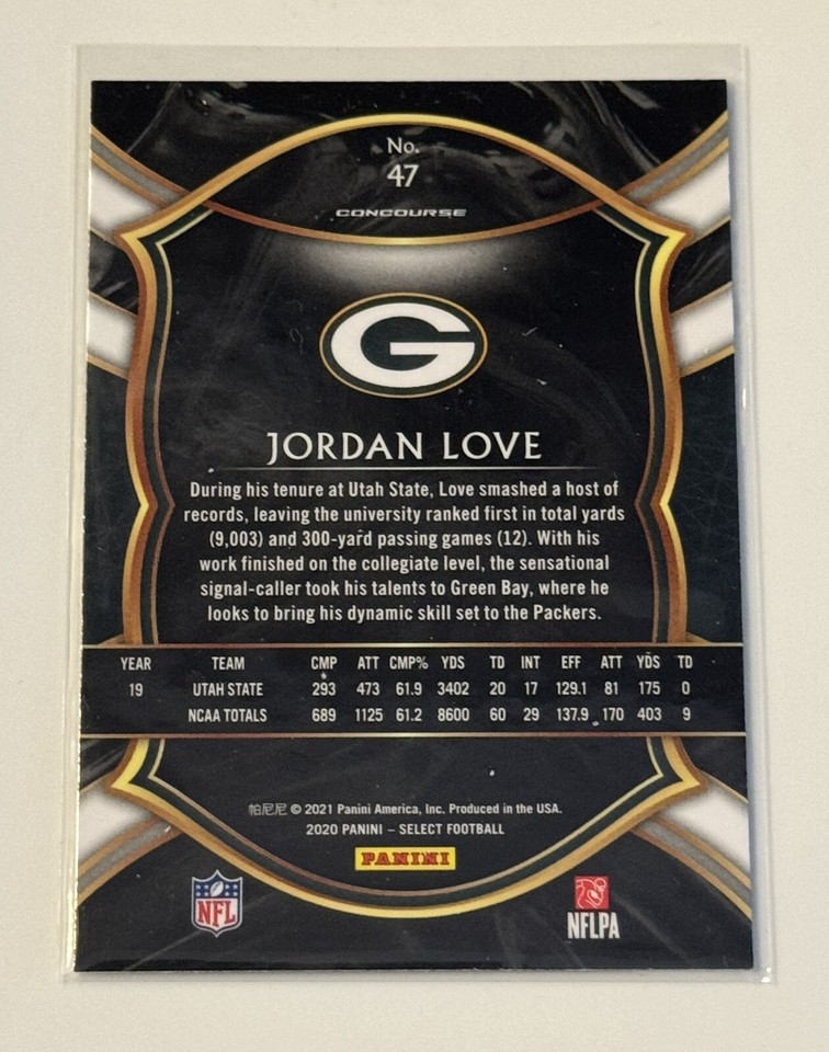 2020 Panini Select Football Jordan Love Card RC #47 - NFL Green Bay ...