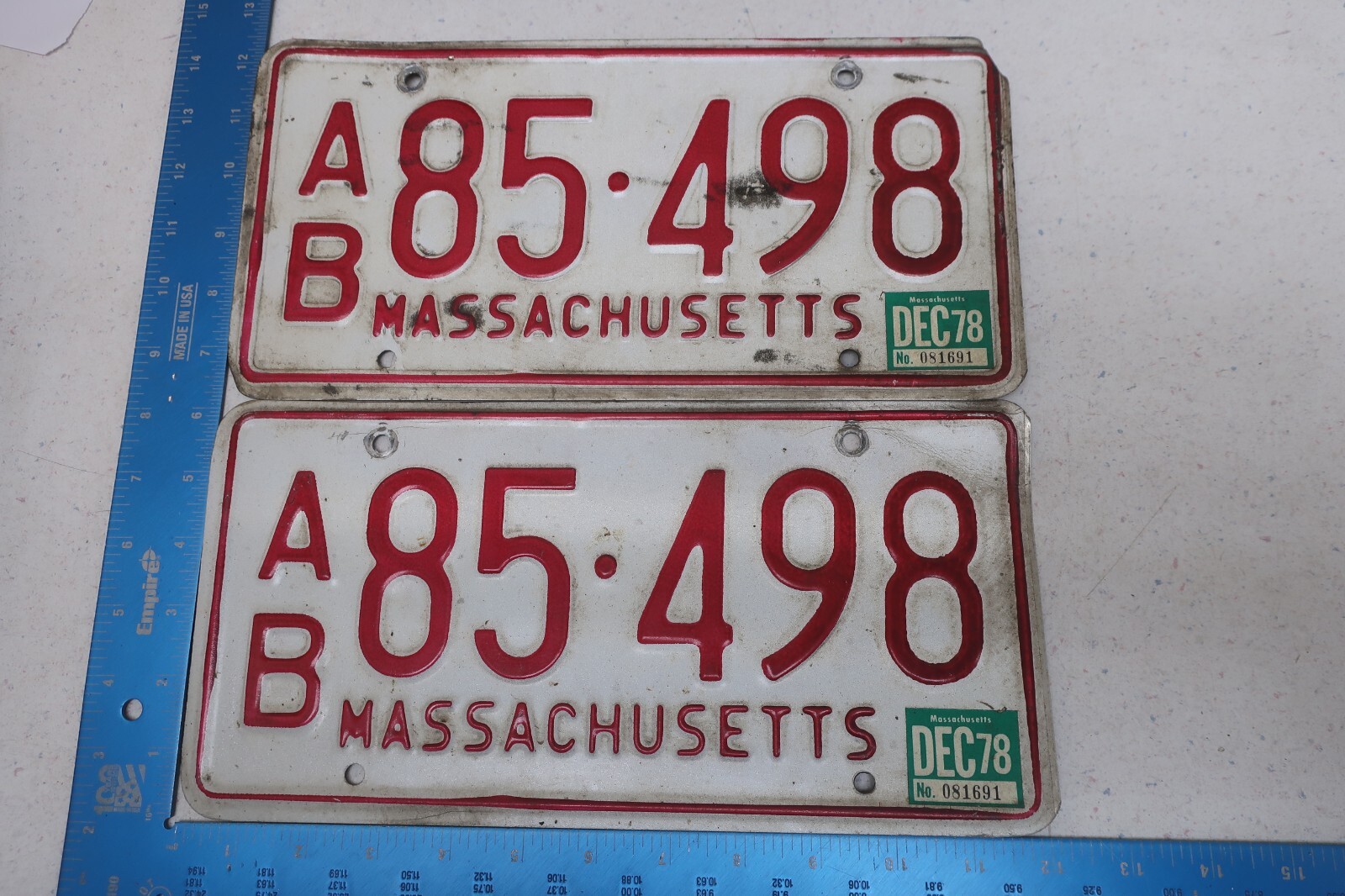 Massachusetts License Plate Tag MA 1978 78 Pair Set Natural Sticker ...