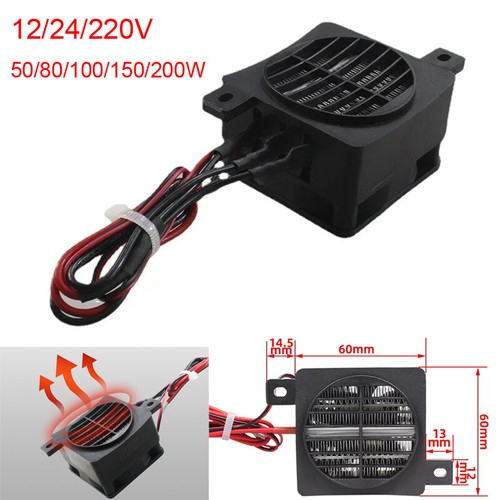50-200W Thermostatic PTC Fan Electric Heater Home Space Heating ...