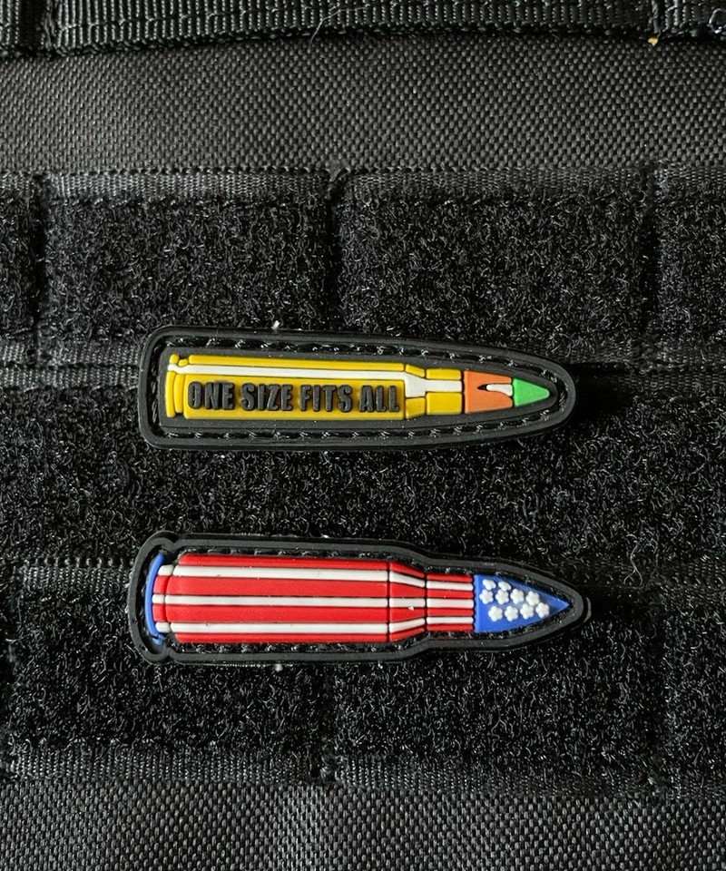 One Size Fits All America Bullet 3D PVC Hook Loop Morale Patch Set ...