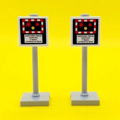 NEW LEGO® Train Track Part Level Crossing Signs x2 Street Road Traffic ...