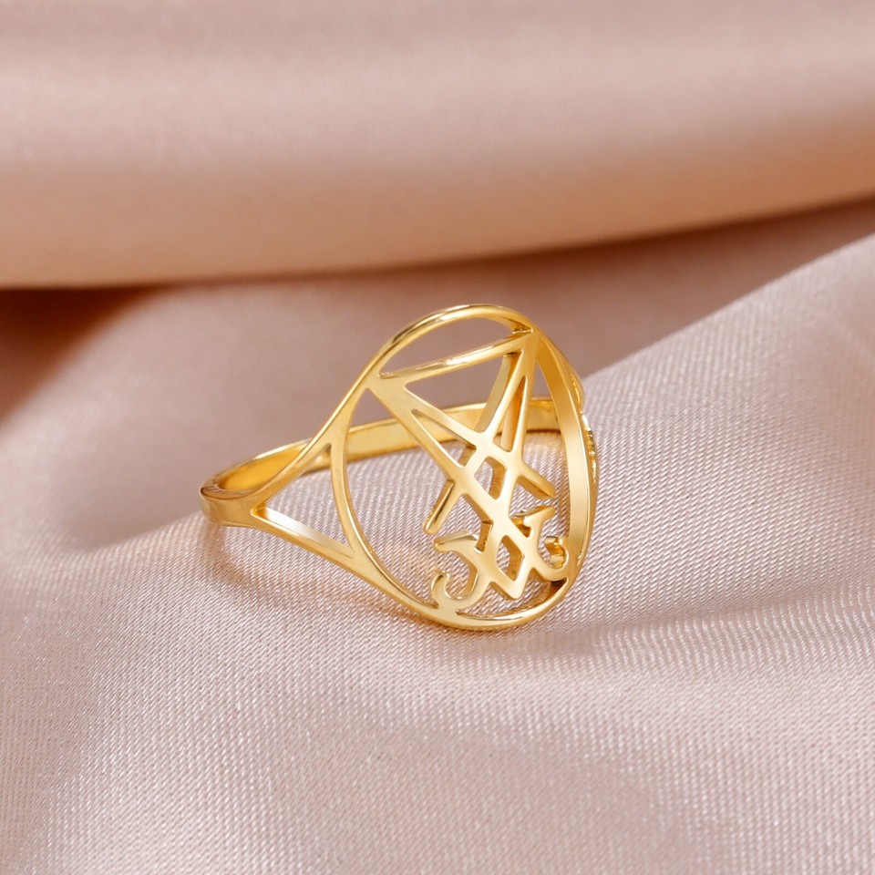 Gothic Sigil of Lucifer Rings Satanic Amulet Demon Devil Symbol Satan ...