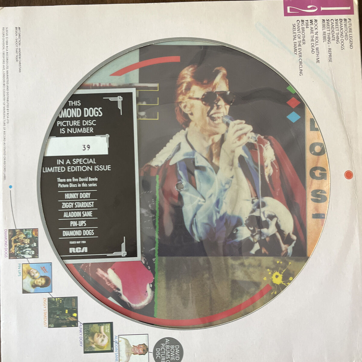 Bowie: Diamond Dogs - Rare Numbered (00039 !) '84 RCA Pic Bowie: Diamond Dogs - Rare Numbered (00039 !) '84 RCA Pic