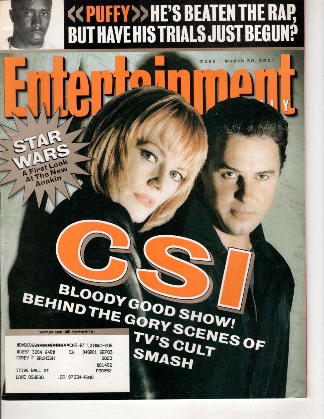 MARG HELGENBERGER WILLIAM PETERSON CSI Entertainment Weekly Magazine ...