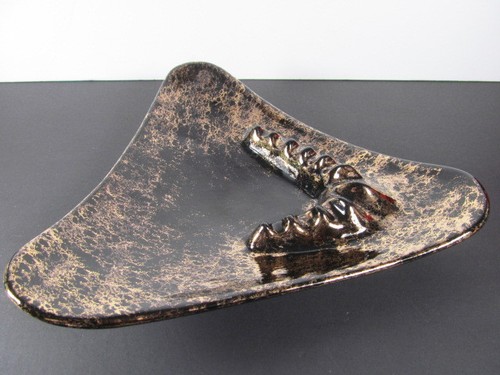 VINTAGE ASHTRAY DORIS SCHULTZ HANDCRAFTED BLACK & GOLD CERAMIC ART | eBay