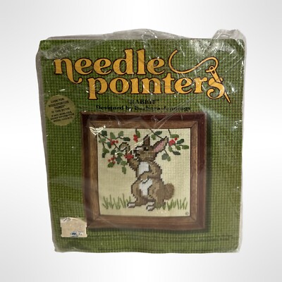 Needlepoint Kit #5461 Rabbit Needle Pointers 5”x5” VTG 1977 Open ...