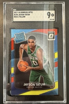 2017-18 Panini Donruss Optic Jayson Tatum Red & Yellow RC SGC 9 #198 ...