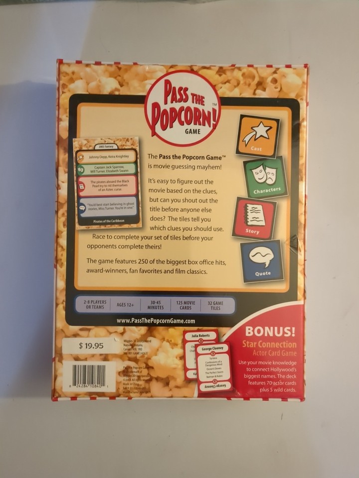 PASS THE POPCORN Movie Trivia Game + Bonus Game Included NIB Sealed ...