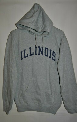 Men's PRO EDGE Gray Hooded Sweatshirt Size S Illinois | eBay