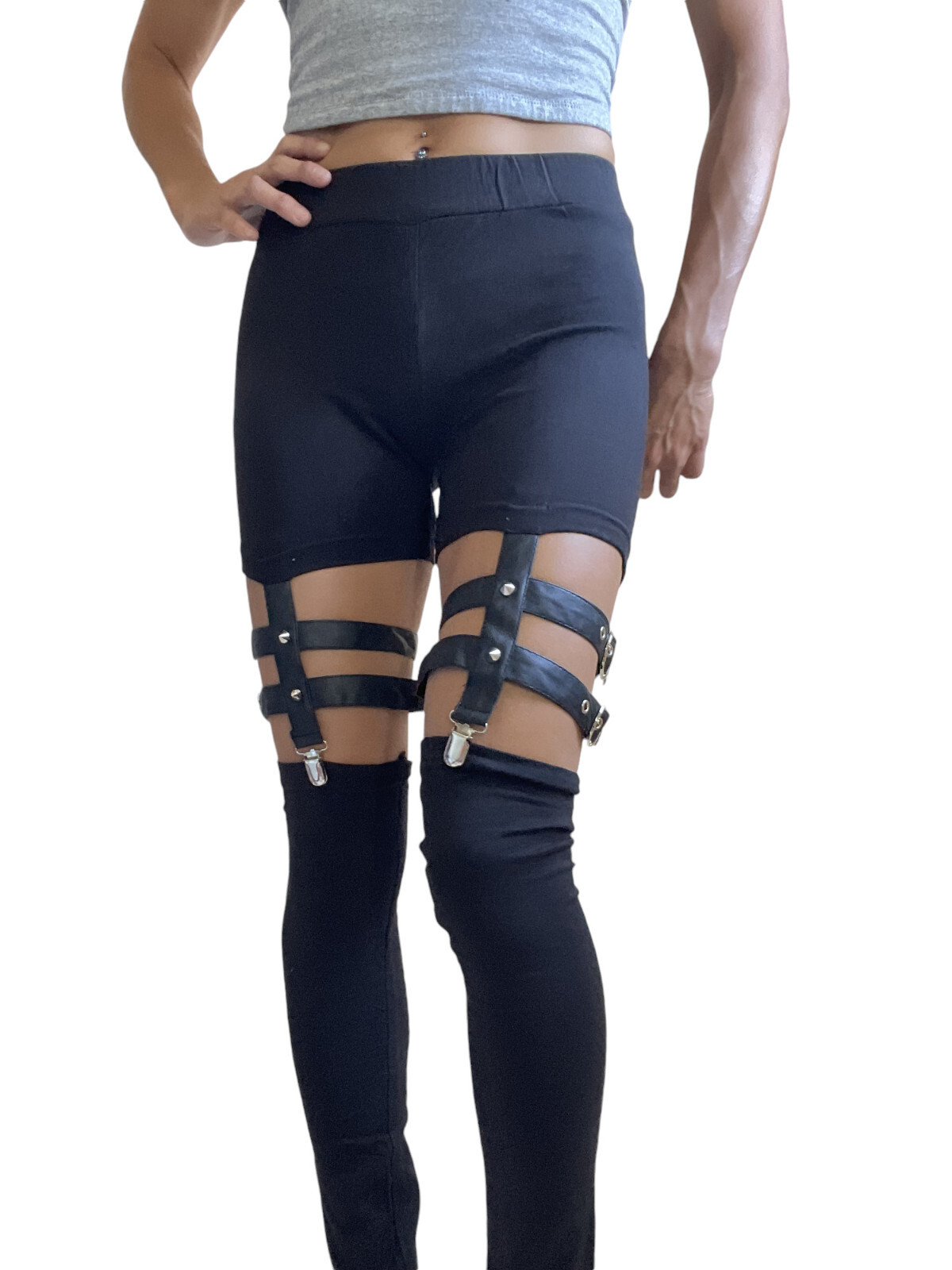 Vixxsin Temptation Leggings Gothic Harness Garter Straps Black Leggings ...
