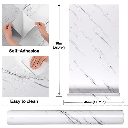 PVC Marble Contact Paper Self Adhesive Peel & Stick Kitchen Countertop ...
