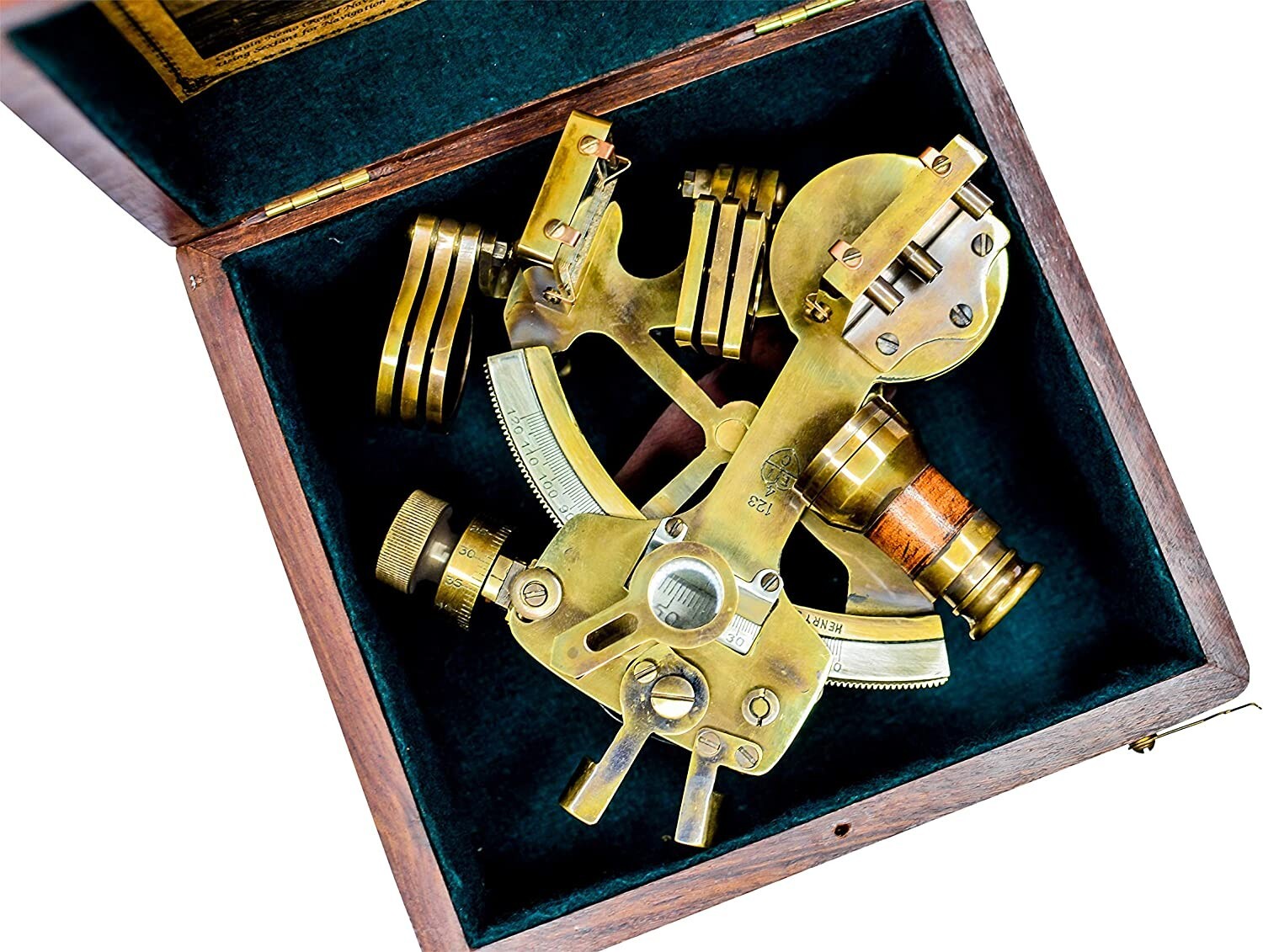 Antique Brass Nautical Sextant Wooden Box Navigation Instrument Surveyors Sexton | eBay
