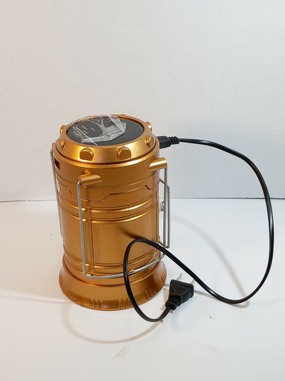 Camping LED Rechargeable Solar GOLD Lantern Flashlight, USB Mobile Chgr ...