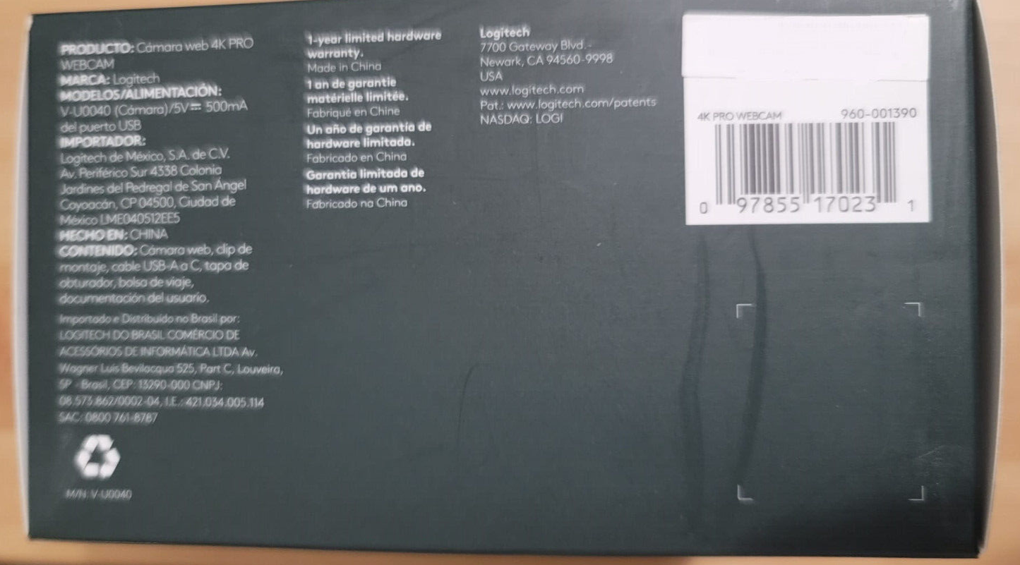 LOGITECH 4K PRO HD WEBCAM 960-001390 BLACK | eBay UK