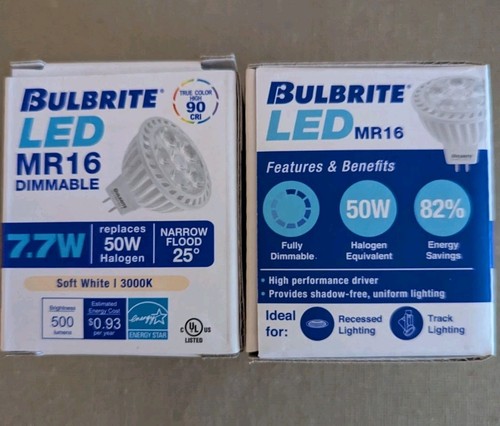Bulbrite 2 LED MR16 Dimmable LED Bulb 7.7W Narrow Flood Soft White 3000K 771091 | eBay