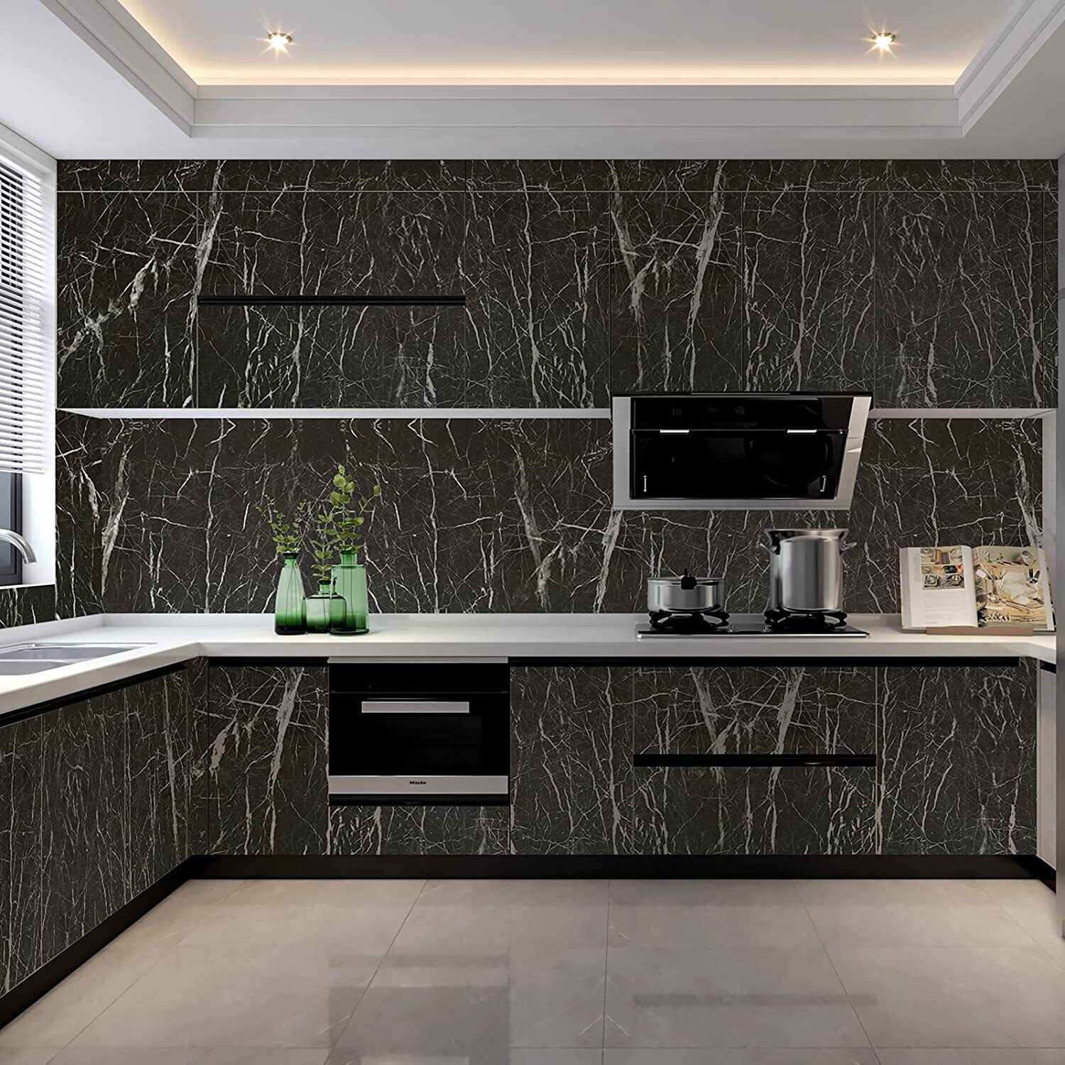 5M Marble Self Adhesive Wall Stickers Kitchen Cabinet Waterproof Oil ...