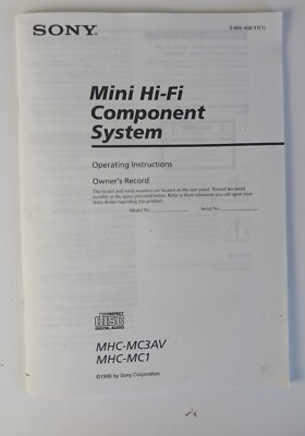 Sony Mini Hi-Fi Component System MANUAL ONLY, MHC-MC3AV-MHC-MC1 USER ...