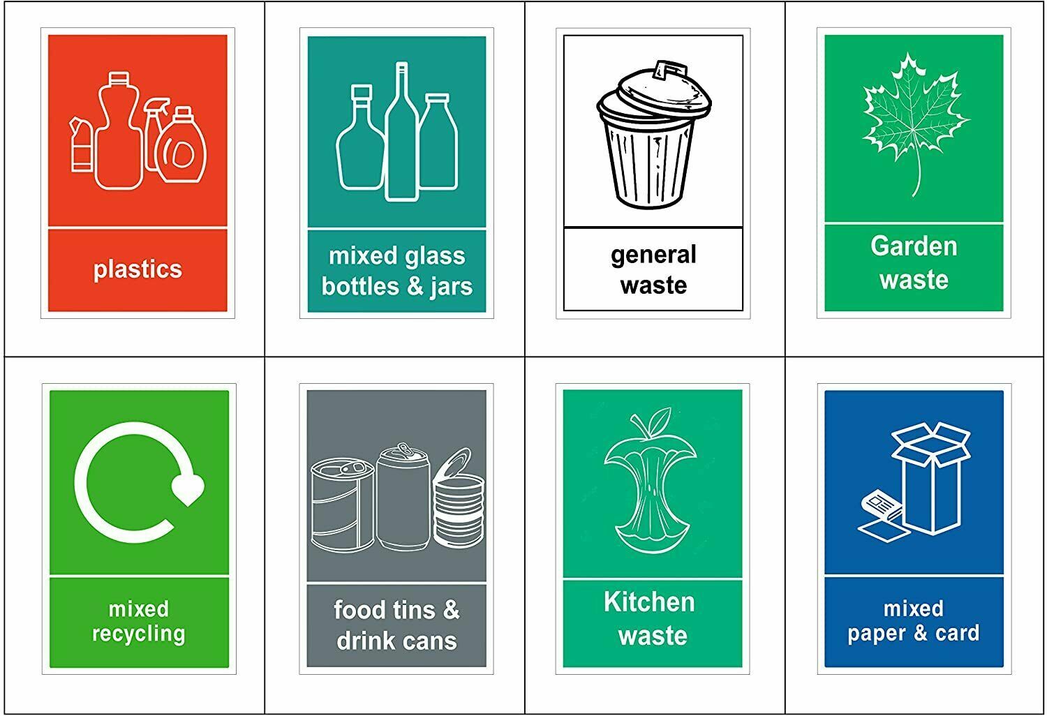 Recycling Bin General Waste Plastics Mixed recycling Stickers ...