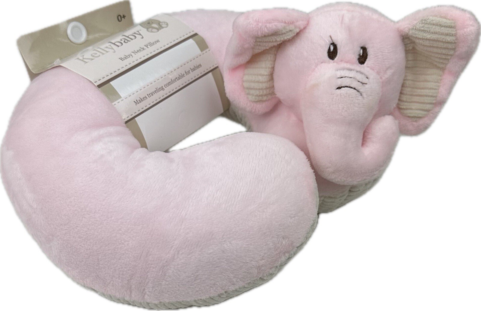 KellyBaby Plush 10 Inch Pink Elephant Travel Neck Support Pillow ...