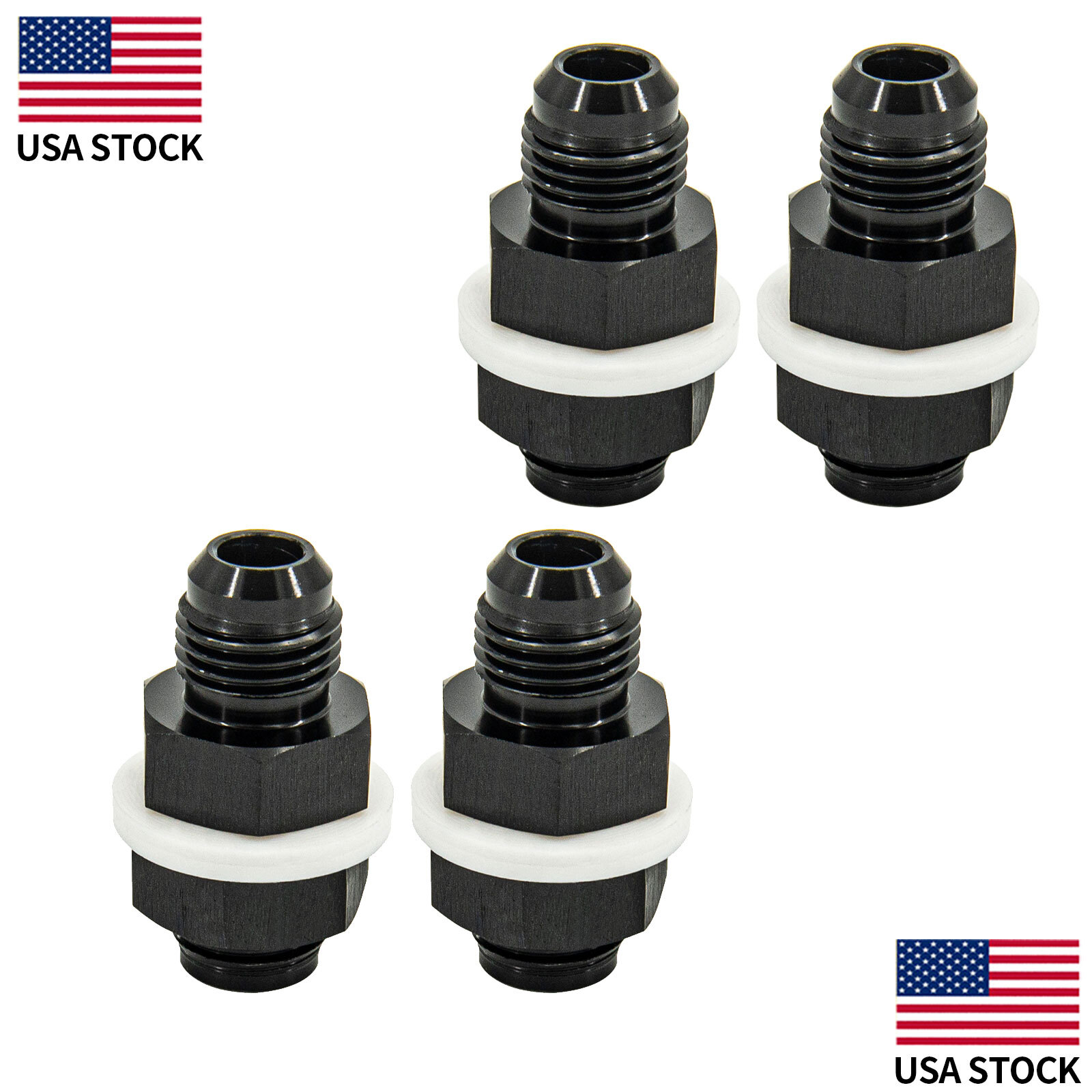 4Pcs 6AN 8AN Male Flare Fuel Cell Bulkhead Fittings With Teflon PTFE ...
