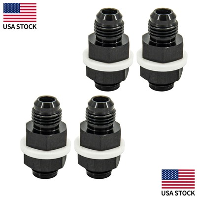 4Pcs 6AN 8AN Male Flare Fuel Cell Bulkhead Fittings With Teflon PTFE ...