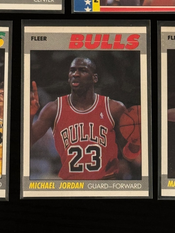 1987 Fleer basketball 132-card set + (11) stickers, Michael Jordan, NM+ ...