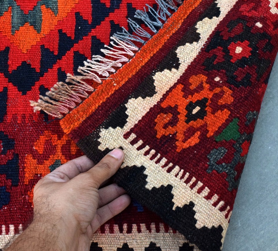 Small Handmade Kilim Rug Organic Dye Moroccan Ethnic Woven Handwoven ...