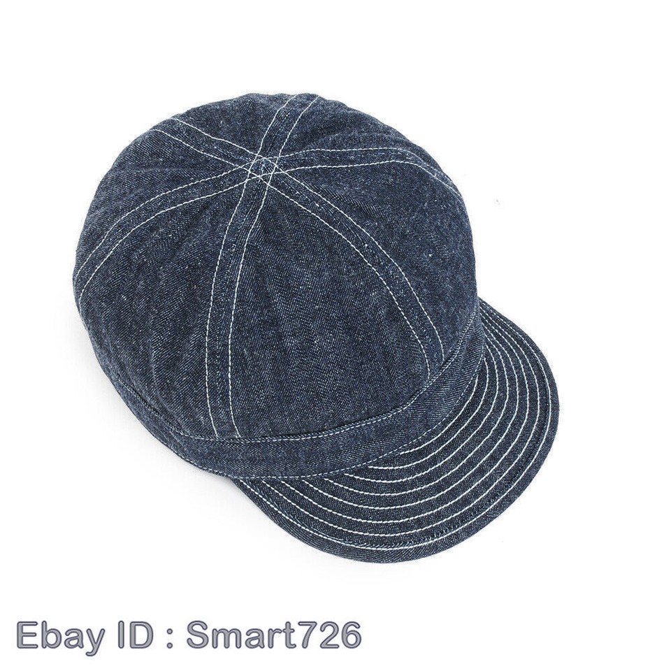 Vintage Engineer Cap Men's Work Cap 11.5oz Selvedge Denim Hat Casual ...