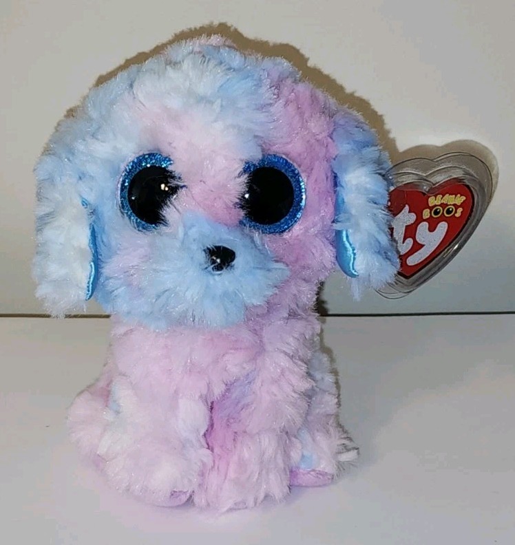 Ty Beanie Boos FLORA the Pink & Blue Ty-Dyed Poodle Dog 6" NEW Plush ...