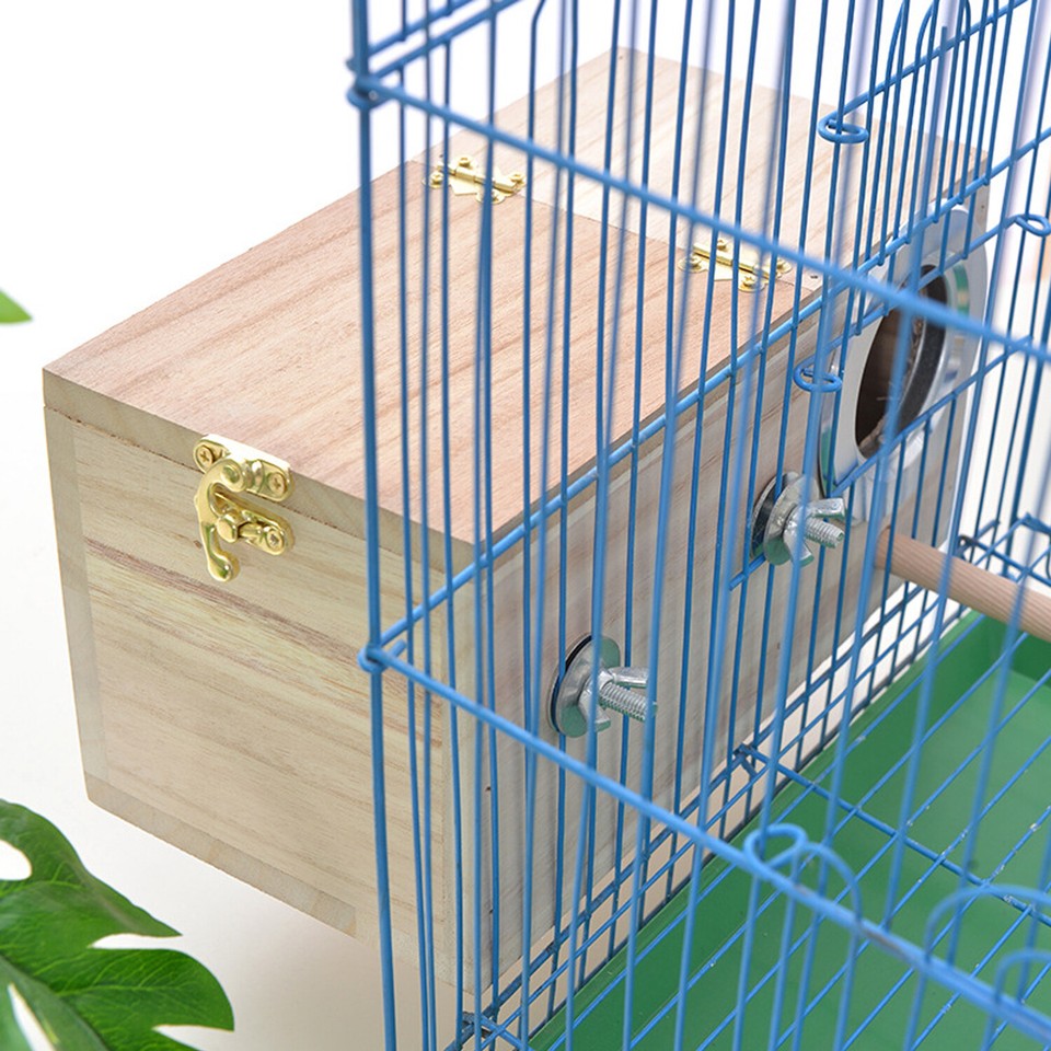 Wooden Bird Breeding Cage Nesting Box Hatching Nest Parakeet Budgie ...