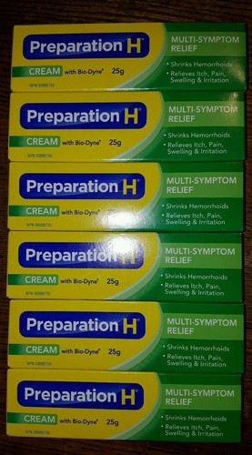 6 X Canadian PREPARATION H CREAM Bio Dyne Multi Symptom Relief 25g Exp ...