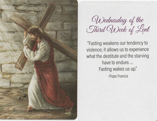 +Lent Day-Wednesday-3rd Week)-Holy/Prayer Card-"Pope Francis/Fasting ...