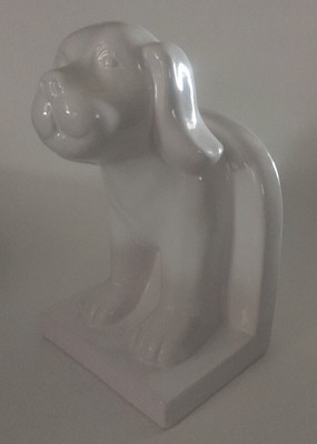Ceramic White Dog Book End Bookend Beagle Hound Kids Room Whimsical | eBay