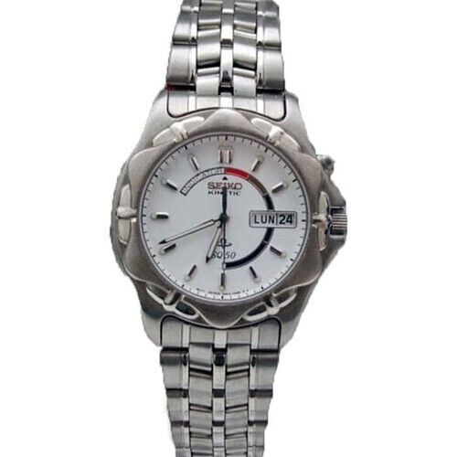 New Seiko Kinetic SKJ019 White Dial Power Storage Indicator Cal.5M43 ...