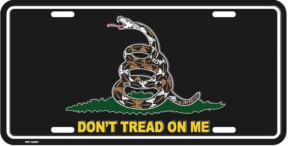 DONT TREAD ON ME EMBOSSED BLACK METAL LICENSE PLATE GADSDEN FLAG MADE ...