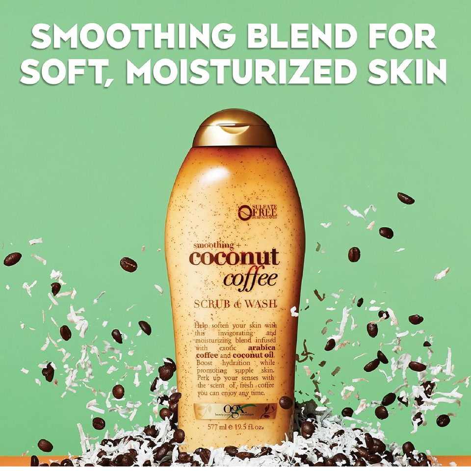 OGX Smoothing + Coconut Coffee Exfoliating Body Scrub with Arabica ...