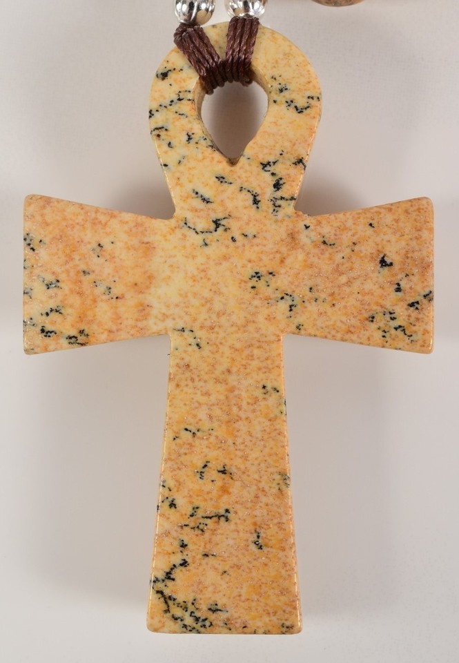 20" Egyptian Ankh Light Sandstone Jasper Pendant Beaded Necklace | eBay