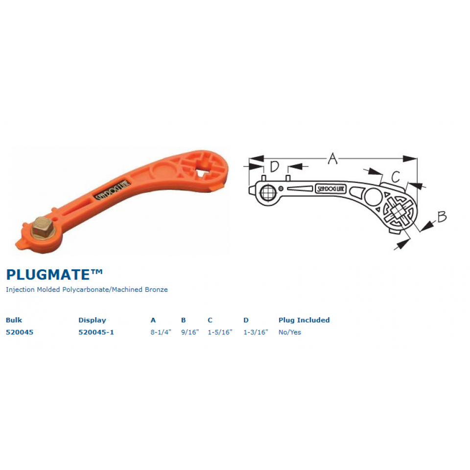 Sea-Dog 520045-1 Polycarbonate Machined Bronze Garboard Plugmate Wrench ...