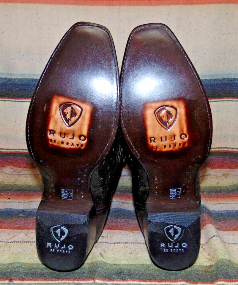 Mens Rujo The Gavin Black Cherry Full Quill Ostrich Cowboy Boots 12 D ...