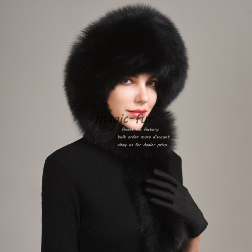 1 Set Women Real Fox Full Fur Hat & Fur Scarf Shapka Russian Ushanka ...